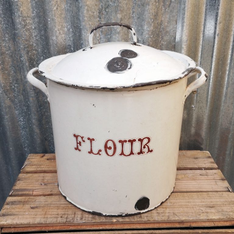 Vintage White Enamel Flour Bin - BAXTER & CO. home