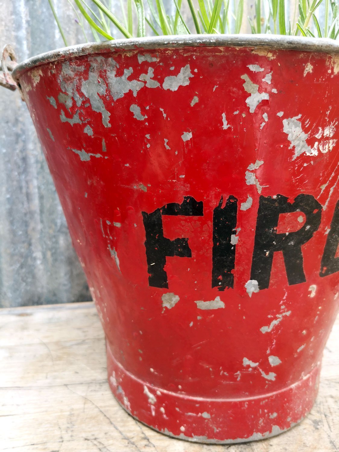 Vintage Red Galvanised FIRE Bucket - BAXTER & CO. home