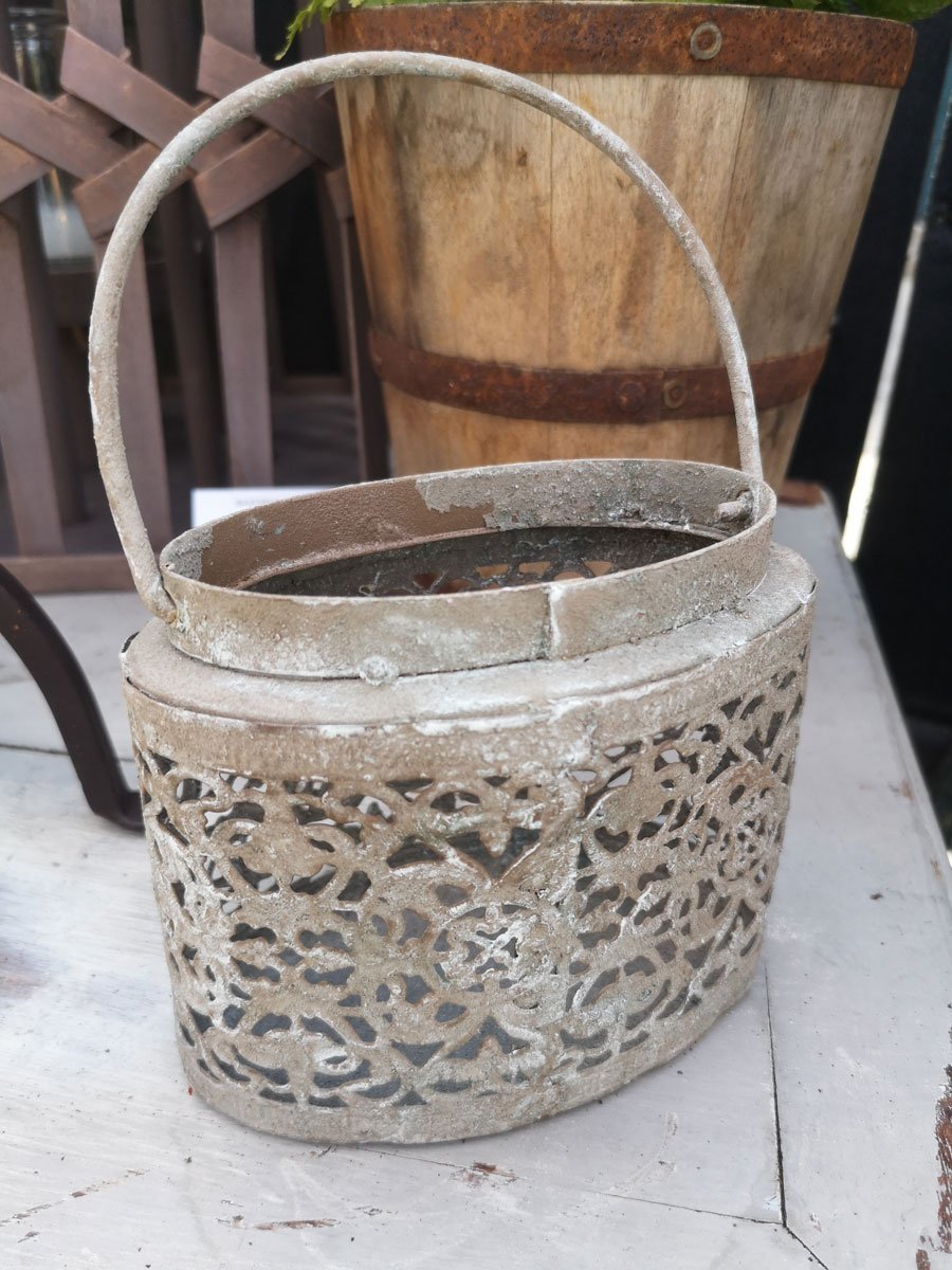 Antique Oval Petite Fleur Lantern - BAXTER & CO. home