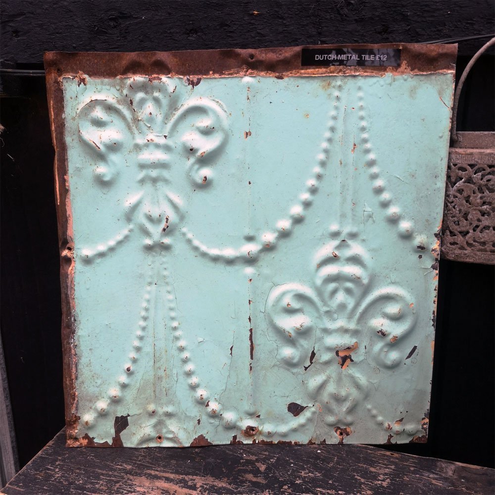 Dutch Metal Embossed Painted Tile - BAXTER & CO. home