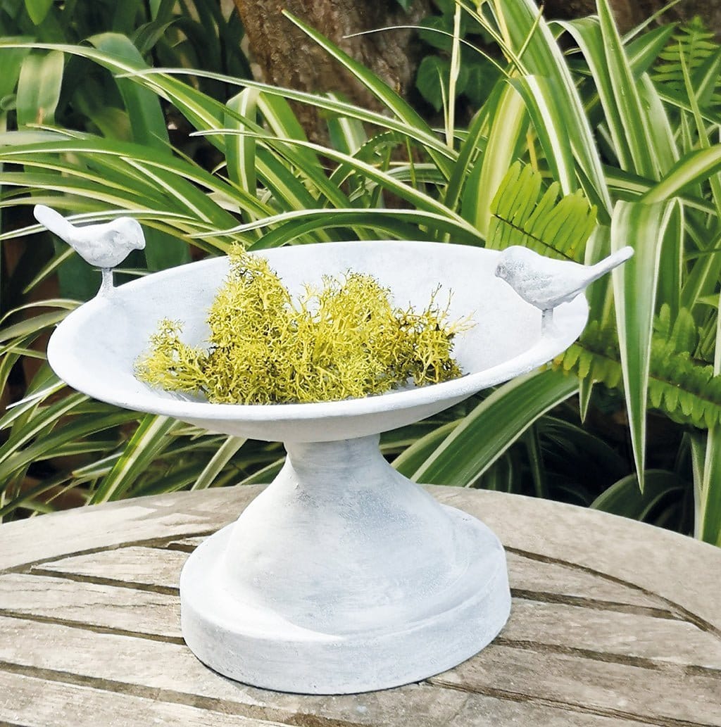 Vintage Soft Grey Metal Bird Bath - BAXTER & CO. home